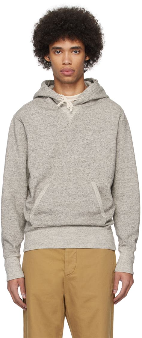 Gray Drawstring Hoodie By Rrl On Sale