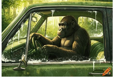A Photorealistic Silverback Gorilla Carefully Airbrushes A Silver Scale