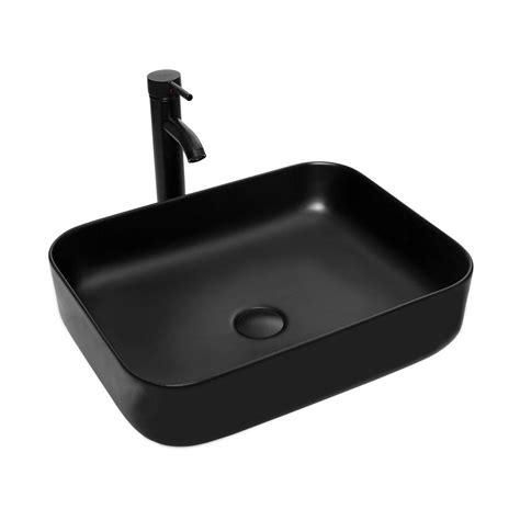 Modern Black Ceramic Vessel Sink Rectangular