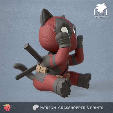 Catpool Aka Deadpool Cat 3d Model 3d Printable Cgtrader