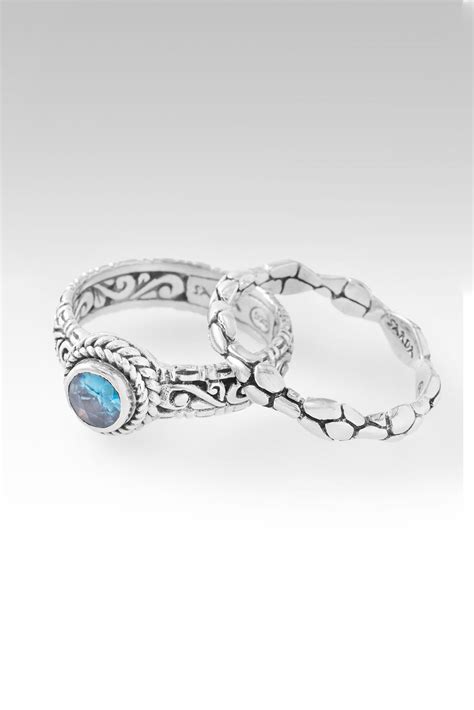 Share Joy Ring Set Of 2™ In Blue Zircon Sterling Silver Stackable