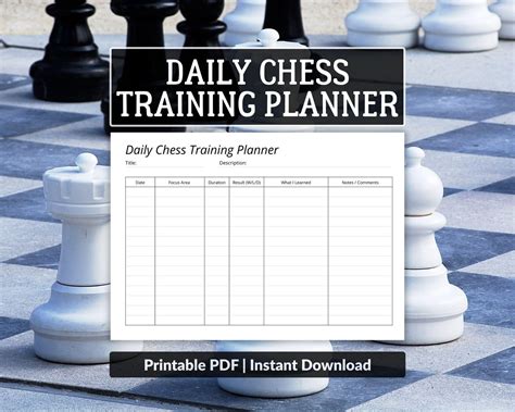 Daily Chess Training Planner 2026 Skills Tracker Pdf Download A4 Size