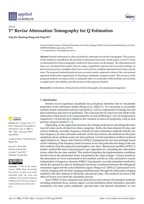 Pdf T Revise Attenuation Tomography For Q Estimation