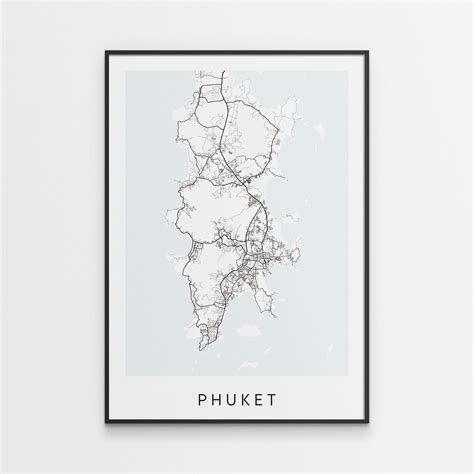 Phuket Map Print Thailand Minimal Wall
