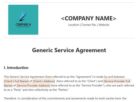 Agreement Template Word