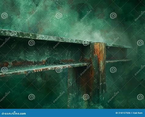 Rustic Green Toned Metal Girders And Beams With Textured Atmospheric