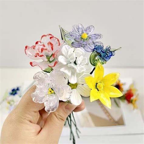 Hand Blown Glass Flower Bouquet Glass Birth Month Flower Floral Art