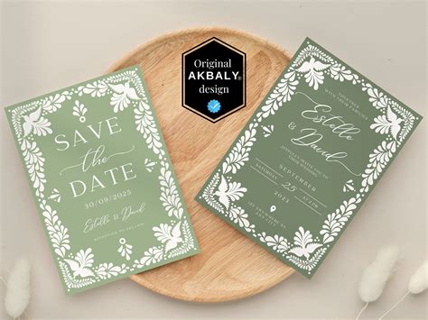 Sage Green Talavera Wedding Invitation Template Bundle Modern Wedding Invitation Save The