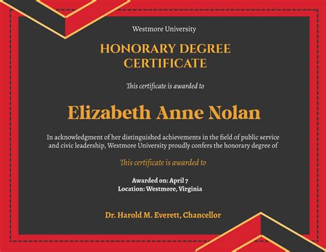 Honorary Doctorate Certificate