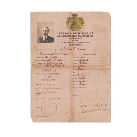 Patric Deleanu Pașaport 1 Aprilie 1919 Semnat De Căpitanul