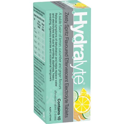 Hydralyte Effervescent Electrolyte Tablets Zesty Spritz 10 Pack