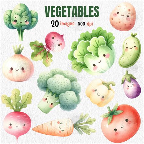 Cute Vegetable Watercolor Vegetable Clipart Png Cute Food Clipart