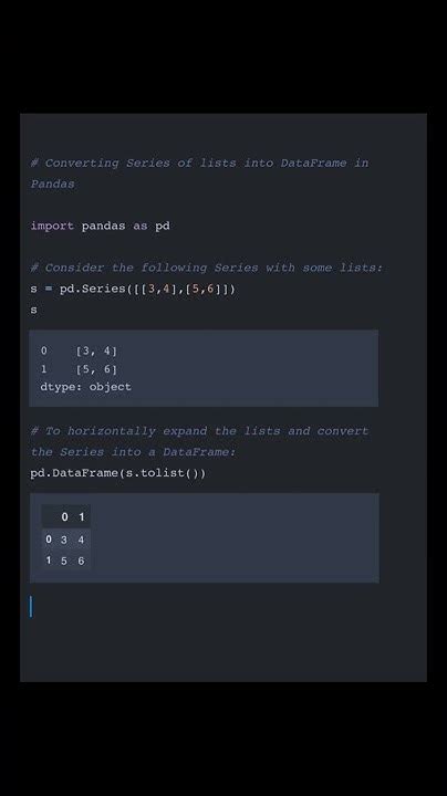 Converting Series Of Lists Into Dataframe In Pandas Shorts Python Pandas Youtube