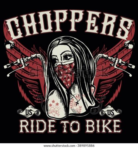 Tattoo Motorcycle Biker Girl Black White Stock Vector Royalty Free