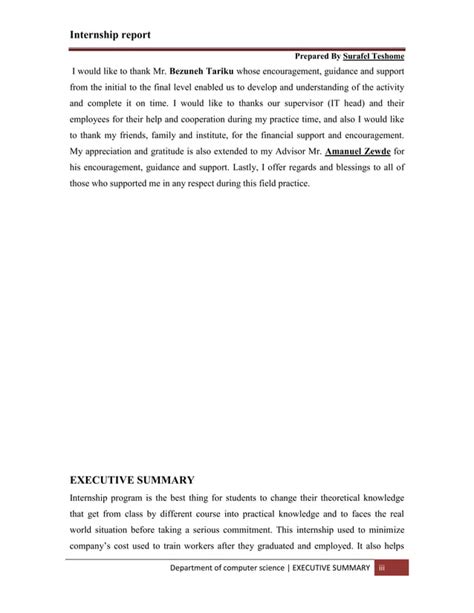 Computer Science Internship Report Docx Undergraduate Education