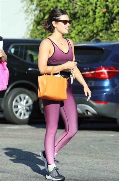 Lucy Hale In A Purple Workout Ensemble Leaves A Yoga Class In Los