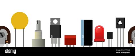 Set Of Radio Components Seamless Frame Element For Radio Circuit Object Isolated On White