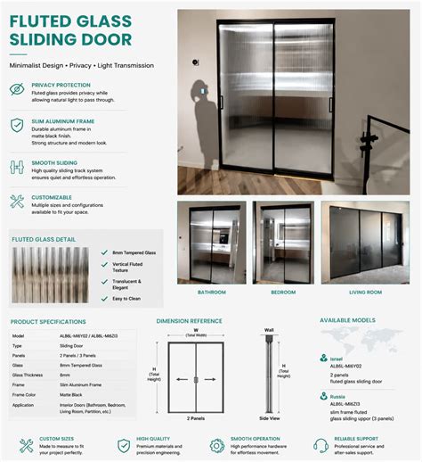 Hdsafe Fluted Glass Sliding Door Interior Hotel Sliding Glass Shower