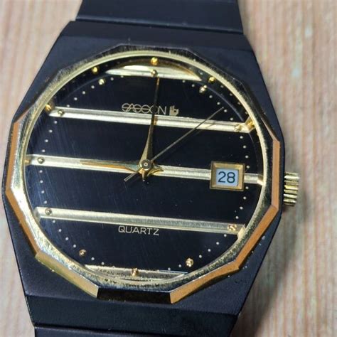 Vintage Simon Sassoon Concord Veneto Style Watch Black Gold Quartz
