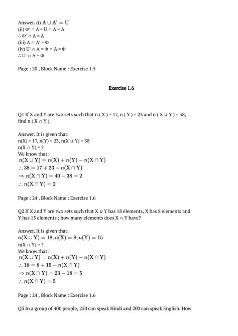 Ncert Solutions For Class 11 Maths Chapter 1 Sets Question Answer Pdf