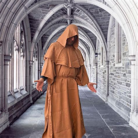 Medieval Monk Robe Hooded Cowl 3 Piece Set Monk Habit Robe Brown