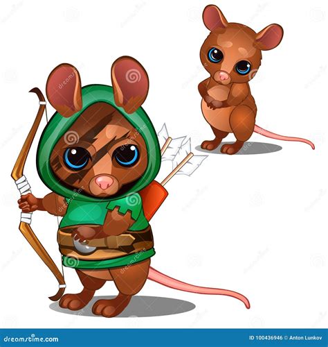 Mouse Archer In Green And Face With Battle Color Stock Vector Illustration Of Arrow Rodent