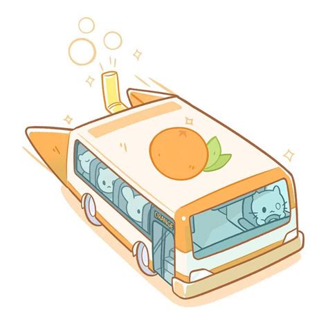 Cute Hello Kitty Bus Illustration