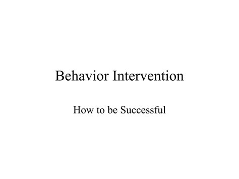 Behavior Intervention Ppt