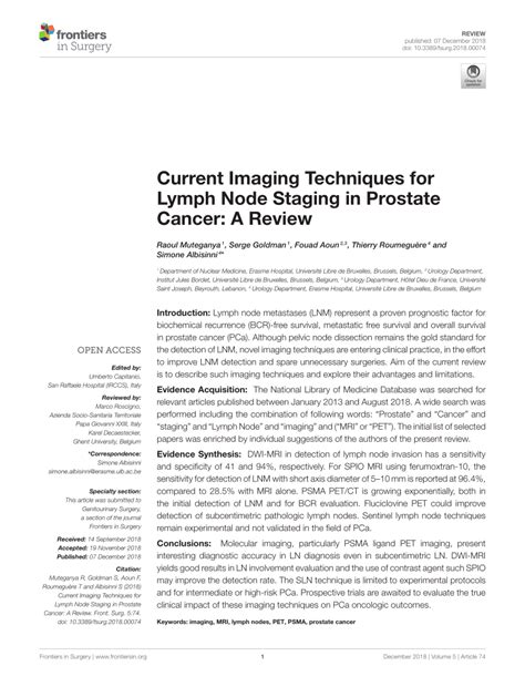 Pdf Current Imaging Techniques For Lymph Node Staging In Prostate