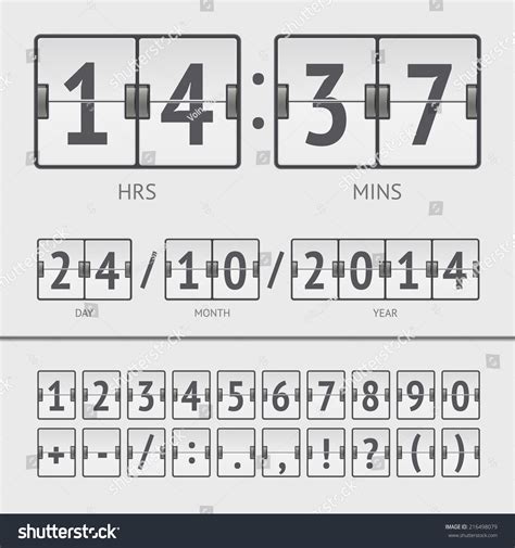White Countdown Timer Scoreboard Numbers Vector Stock Vector Royalty