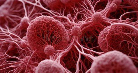 Microscopic View Of A Network Of Neurons And Synapses Stock