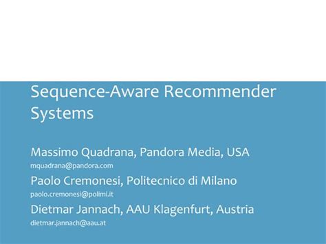 Tutorial On Sequence Aware Recommender Systems Umap 2018 Pptx Operating Systems Computer
