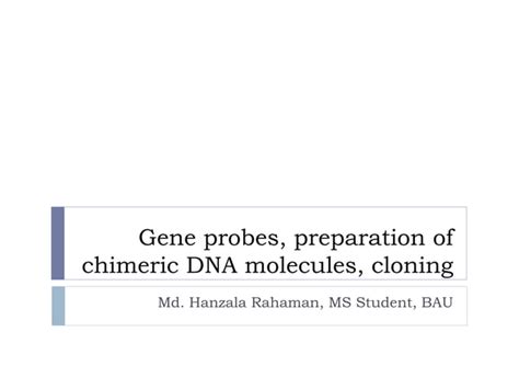 Gene Probes Preparation Of Chimeric Dna Molecules Cloning Ppt