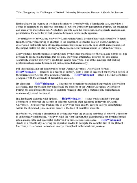 Oxford University Dissertation Format Pdf Thesis Software Repository