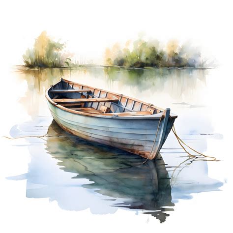 Watercolor Boat Clipart Lake Nature Images  Digital Download Etsy