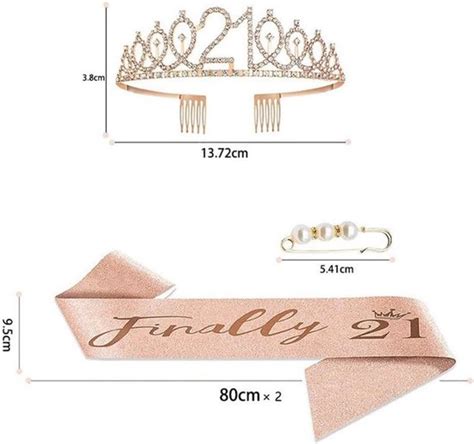 Gouden Verjaardagskroon Tiara En Sjerp Set Met Broche Voor Feest Bol