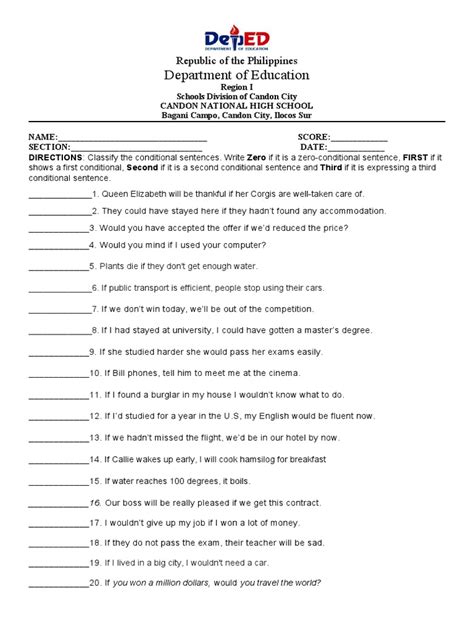 Final Conditional Activity Pdf