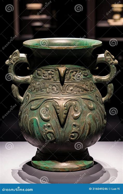 Exquisite Ancient Chinese Bronze Vessel Stock Illustration