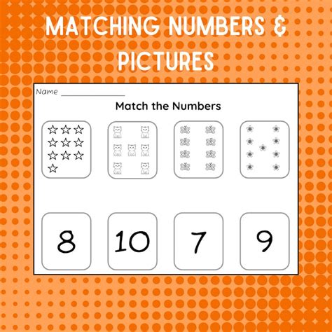 Math Matching Numbers Worksheets 1 To 10 Printable Etsy
