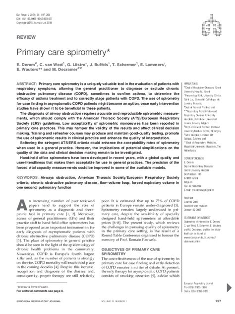 Pdf Primary Care Spirometry