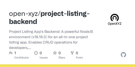 GitHub Open Xyz Project Listing Backend Project Listing App S Backend A Powerful NodeJS
