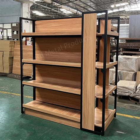 Customized Retail Store Gondola Shelving Wooden Display