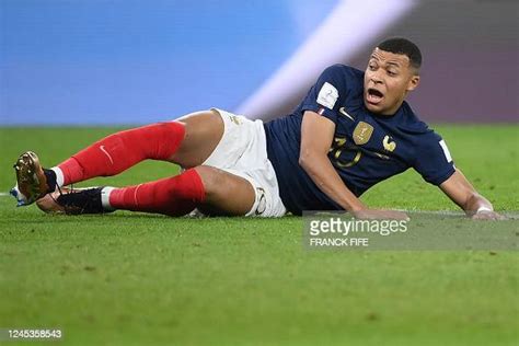 Frances Forward Kylian Mbappe Reacts After He Fell On The Pitch