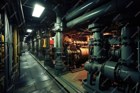 Premium Ai Image A Ships Engine Room In Action