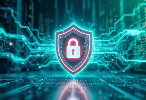 A Digital Shield With A Lock Symbol Represents Cybersecurity Concerns