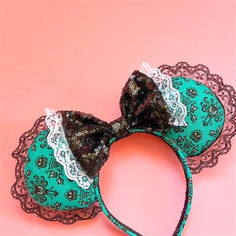 Haunted Mansion Teal Wallpaper Inspired Mickey Mouse Ears Etsy Disney Mickey Ears Diy