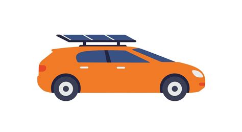 Solar Powered Car In Flat Design Style Featuring Vibrant Colors And Art