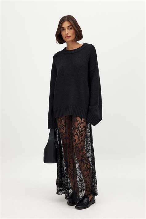 Lace Maxi Skirt Black Na Kd