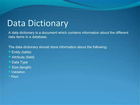 Data Dictionary Ppt