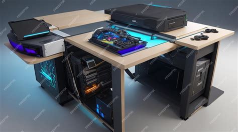 Premium Ai Image Transformative Modular Futuristic Dynamic Gaming Pc Table Bridging Creative